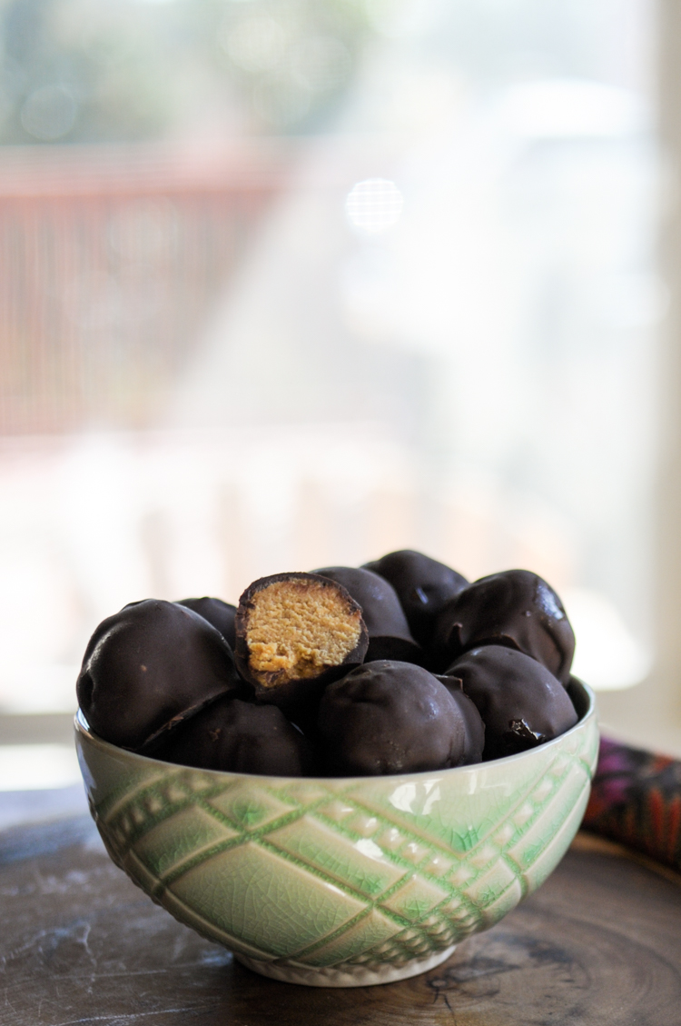 Lightened Up Pumpkin Buckeyes - Heather's Dish